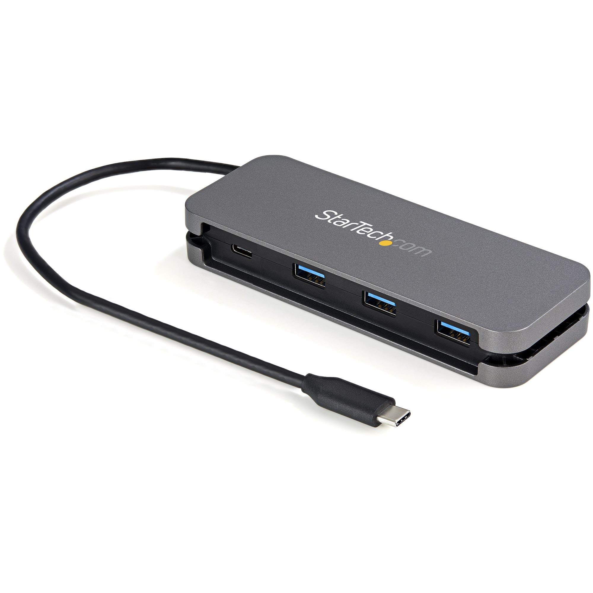 StarTech.com 4 Port USB C Hub - 3X USB-A/1x USB-C - 5Gbps USB 3.0 Type-C Hub (3.2/3.1 Gen 1) - Bus Powered - Portable USB-C to USB-A Adapter Hub - 11.2" (28.5cm) Cable w/Cable Management (HB30CM3A1CB)