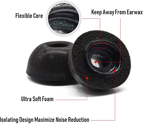 Zotech Fit in Case Replacement 3 Pairs Memory Foam Ear Tips for Apple Airpods Pro 1st & 2nd Gen (S/M/L)