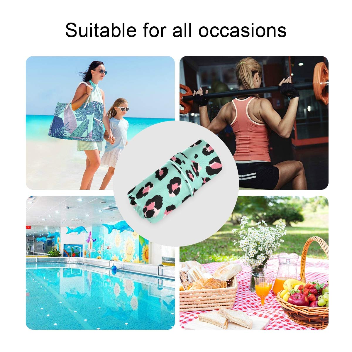 Waterproof Wet Dry Bag 2 Pack Animal Leopard Print Cloth Diaper Bag Organizer Pouch Set with Zipper Pocket Washable Wet Bag for Travel Hiking Swimsuit