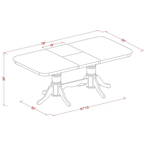 East West Furniture NAPO9-SBR-W 9 Piece Kitchen Table Set Includes a Rectangle Dining Table with Butterfly Leaf and 8 Dining Room Chairs, 40x78 Inch, Saddle Brown