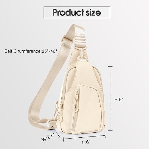 ASLABCREW Sling Bag with Adjustable Strap, Crossbody Daypack Chest Bag Small Backpack for Hiking Traveling, Ivory