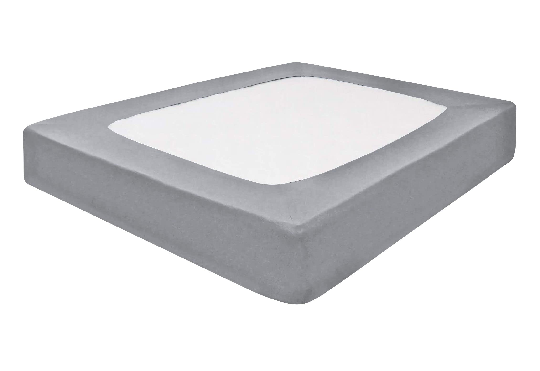 Box Spring Cover Queen Size, Elastic Fabric Wrap Around 4 Sides Bed Skirt, Ultra Soft & Wrinkle Free, Sleek Alternative Replacing Bedskirts for Hotel/Home, Fits Box Springs up to 10", Silver