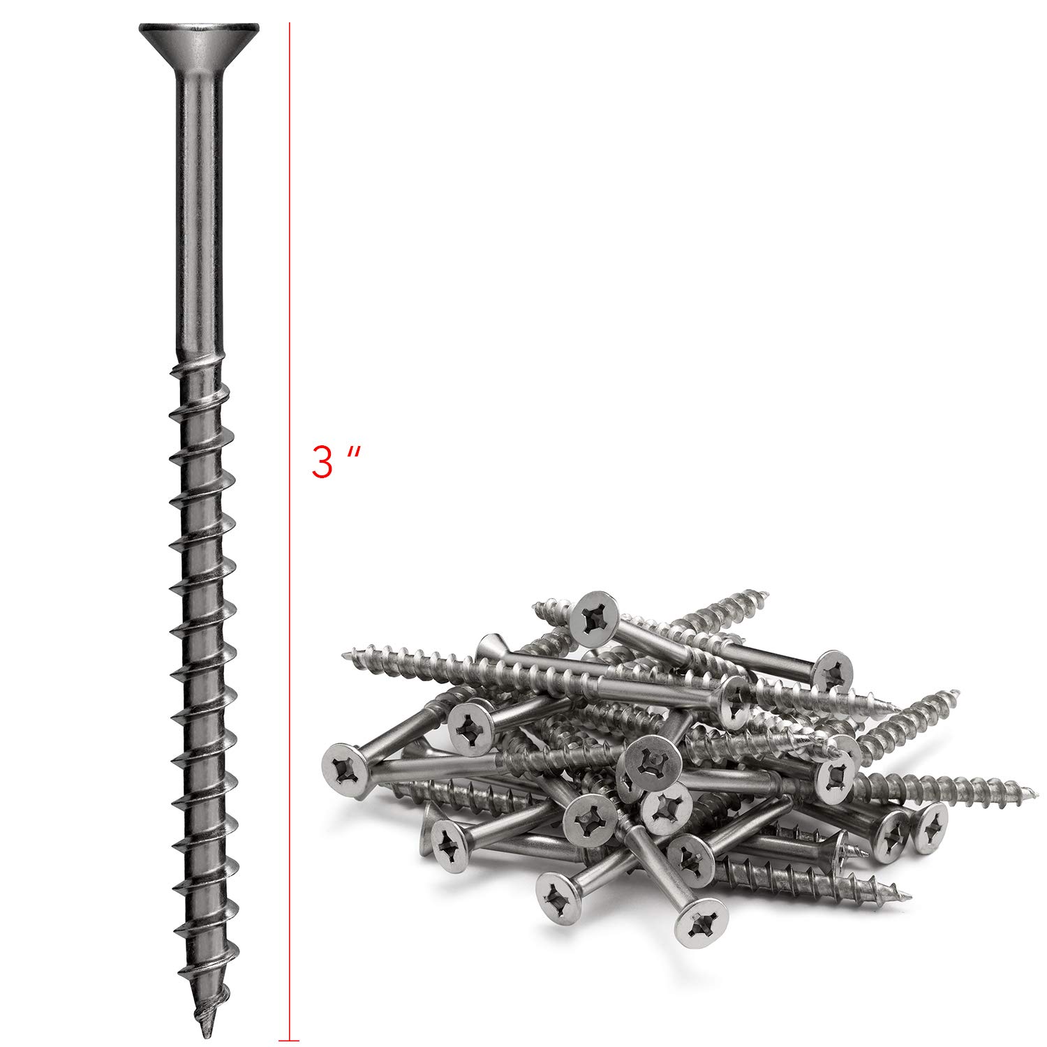 KS Hardware Door Hinge Wood Screws, 3 Inch Long Wood Screws (#9, Satin Nickel, Pack of 24)