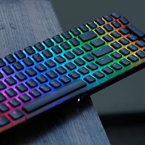 RK ROYAL KLUDGE 112 Double Shot PBT Pudding Keycaps, OEM Profile ANSI ISO Layout Keycap Set with Translucent Layer for Mechanical Keyboard, Black