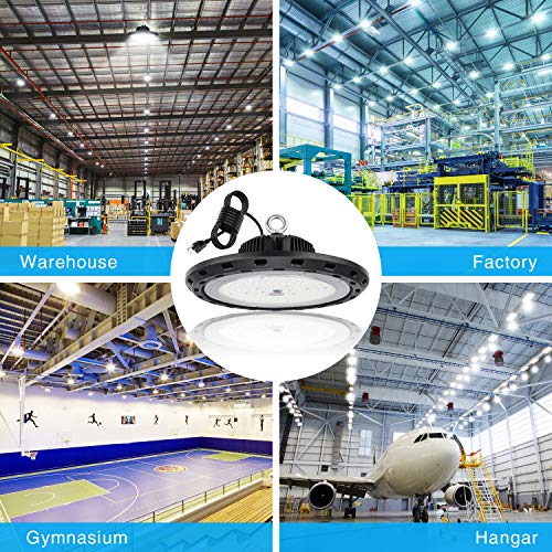 PATHBREAKER LED High Bay Light 150W UFO High Bay LED Light with UL Approved 6'Cable & Plug 22500LM 5000K 600W MH/HPS Replacement Commercial Warehouse Garage Barn Factory Shop Light
