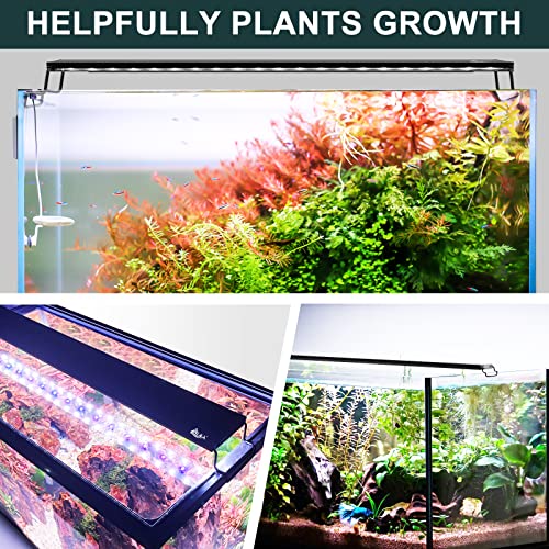 AQQA Aquarium Light with 14 Fish Tank Light Modes Adjustable Brightness Timer 15W LED Aquarium Light for Plants, Aluminum Alloy Shell Extendable Brackets Fit for 12-20 Inch Fish Tank