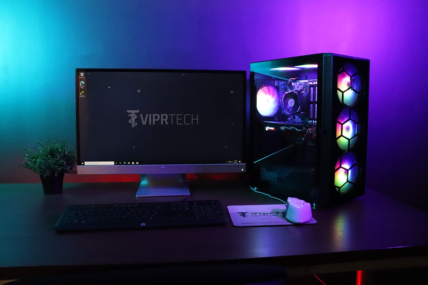 ViprTech Ultimate Gaming PC Desktop Computer - Intel i5 4th Gen, GTX 1060 6GB, 16GB RAM, 1TB, VR Ready, WiFi, RGB Lighting, Windows 10 Pro, Streaming, Editing, 1-Year Warranty