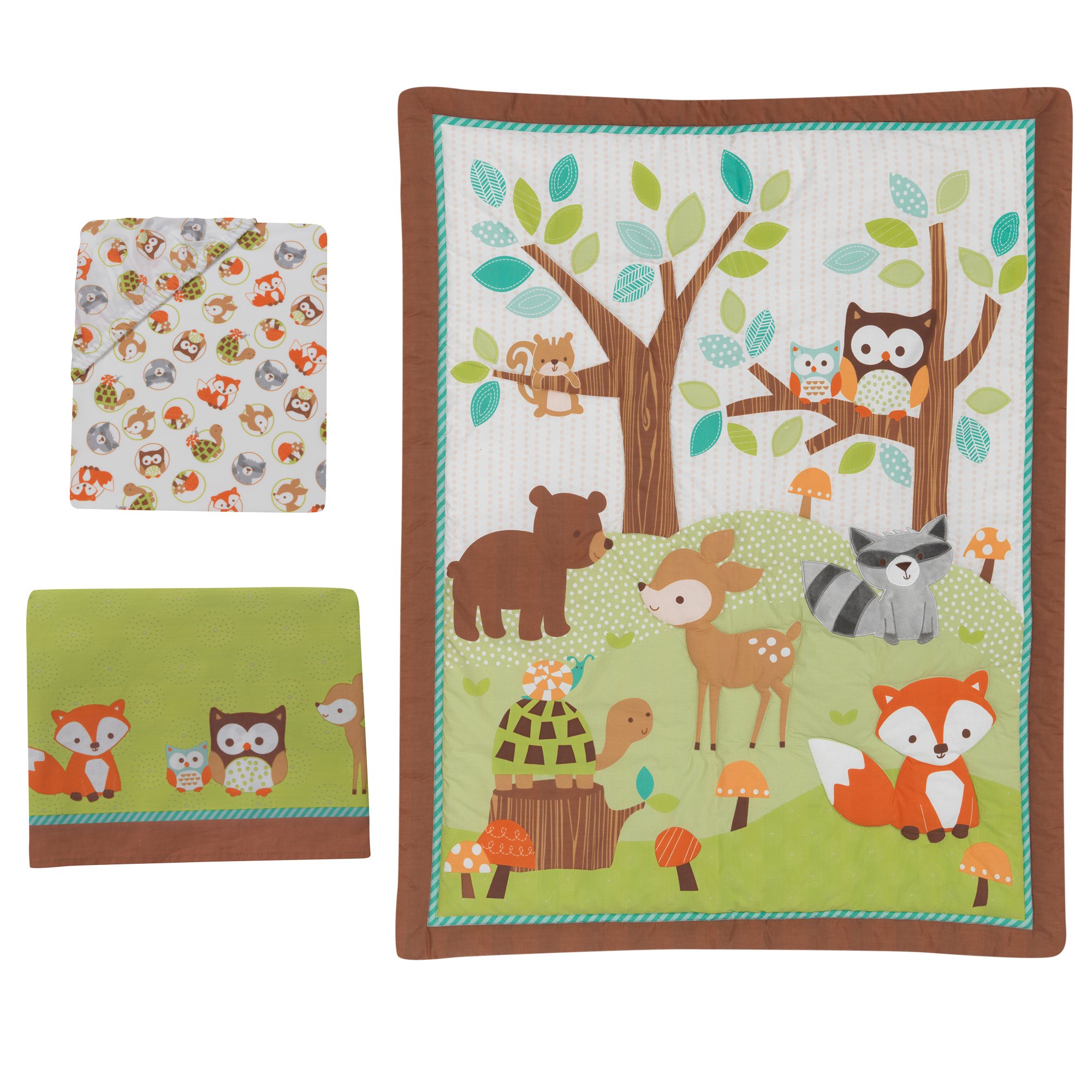 Bedtime Originals Friendly Forest Woodland, 3 Piece Bedding Set, Green/Brown
