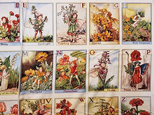 Alphabet Panel Flower Fairy ABC Fabric Michael Miller - 24 Inch Panel