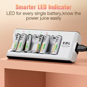 EBL AAA Rechargeable Batteries, 8 Pack Precharged AAA Batteries 1.2V 1100mAh with AA AAA Battery Charger