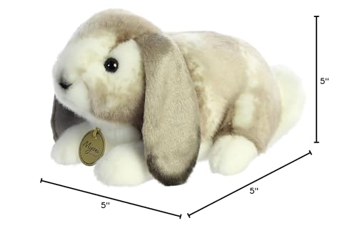 Aurora Miyoni 9" Grey Holland Lop Rabbit Stuffed Toy - Soft & Fluffy Polyester Animal Figure