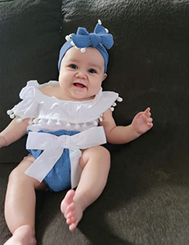 Newborn Baby Girls Clothes Floral Sleeve Romper+ Floral Short Pant 2pcs Summer Outfit 0-3 Months Blue