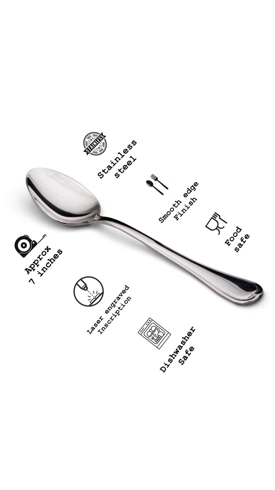 HappyBeeCo Just a Spoonful of Sugar Spoon for Friends or Dessert Sugar Coffee Lover Funny Birthday Gift Silver 7 inches
