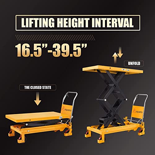 Aequanta Electric Pallet Truck Lithium Battery Mini Type Jack 48''x27'' Fork 3300lbs Capacity and Double Scissor Hydraulic Mobile Lift Table 59" Lifting Height 1760lbs Capacity