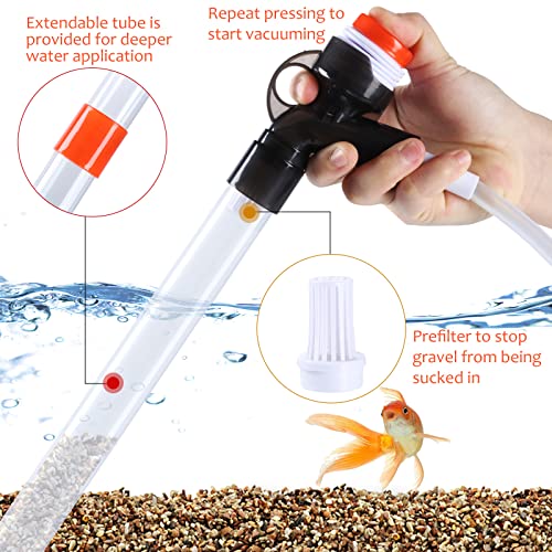 AquaMiracle Aquarium Gravel Cleaner, Fish Tank Siphon Cleaner, Long Nozzle Quick Water Changer for Water Changing and Filter Gravel Cleaning with Adjustable Water Flow Controller