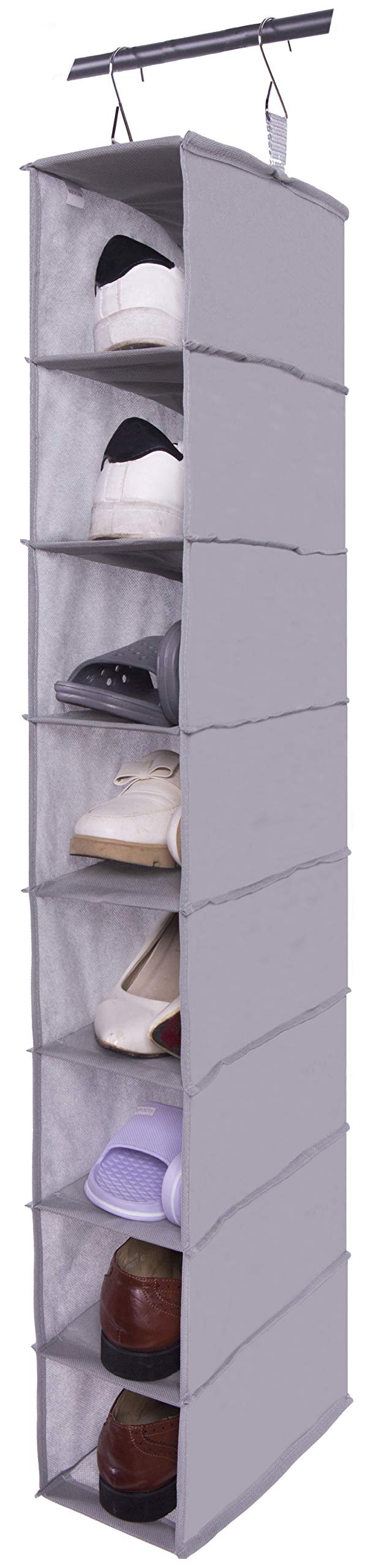 Amborido 8 Shelf Hanging Shoe Organizer for Closet Non Woven Fabric Gray