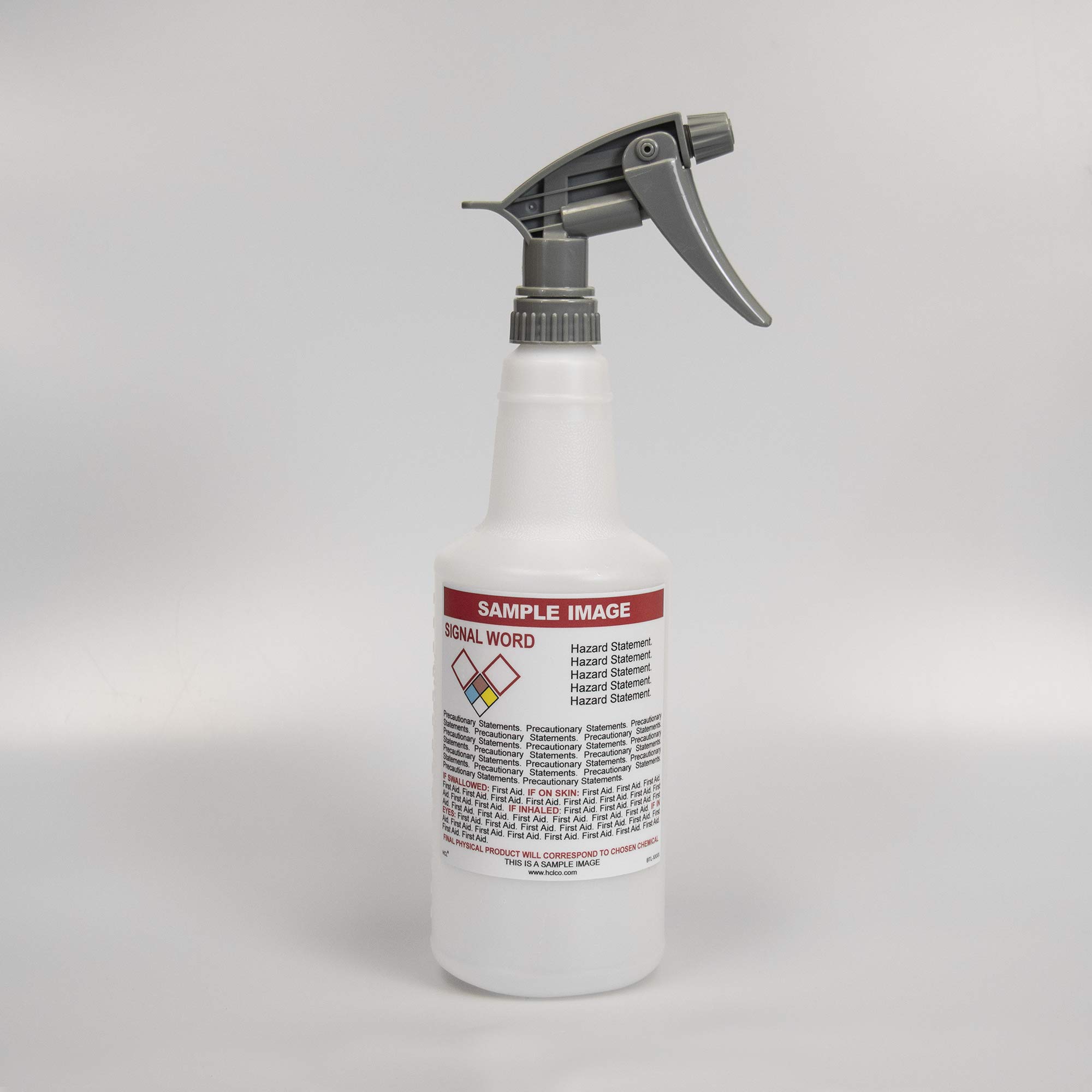 HCL Pre-Labeled GHS Spray Bottles - Denatured Alcohol - 32 oz (Supplied Empty) (PN: BTL-0002-0003)