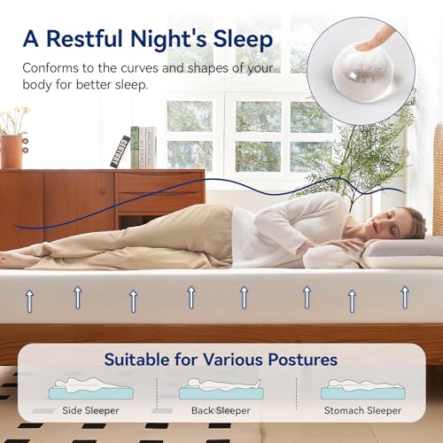 Amazon Basics HKSP01008F Plush Memory Foam Bed Mattress, Full, White/Grey, 75 x 54 x 8 inches