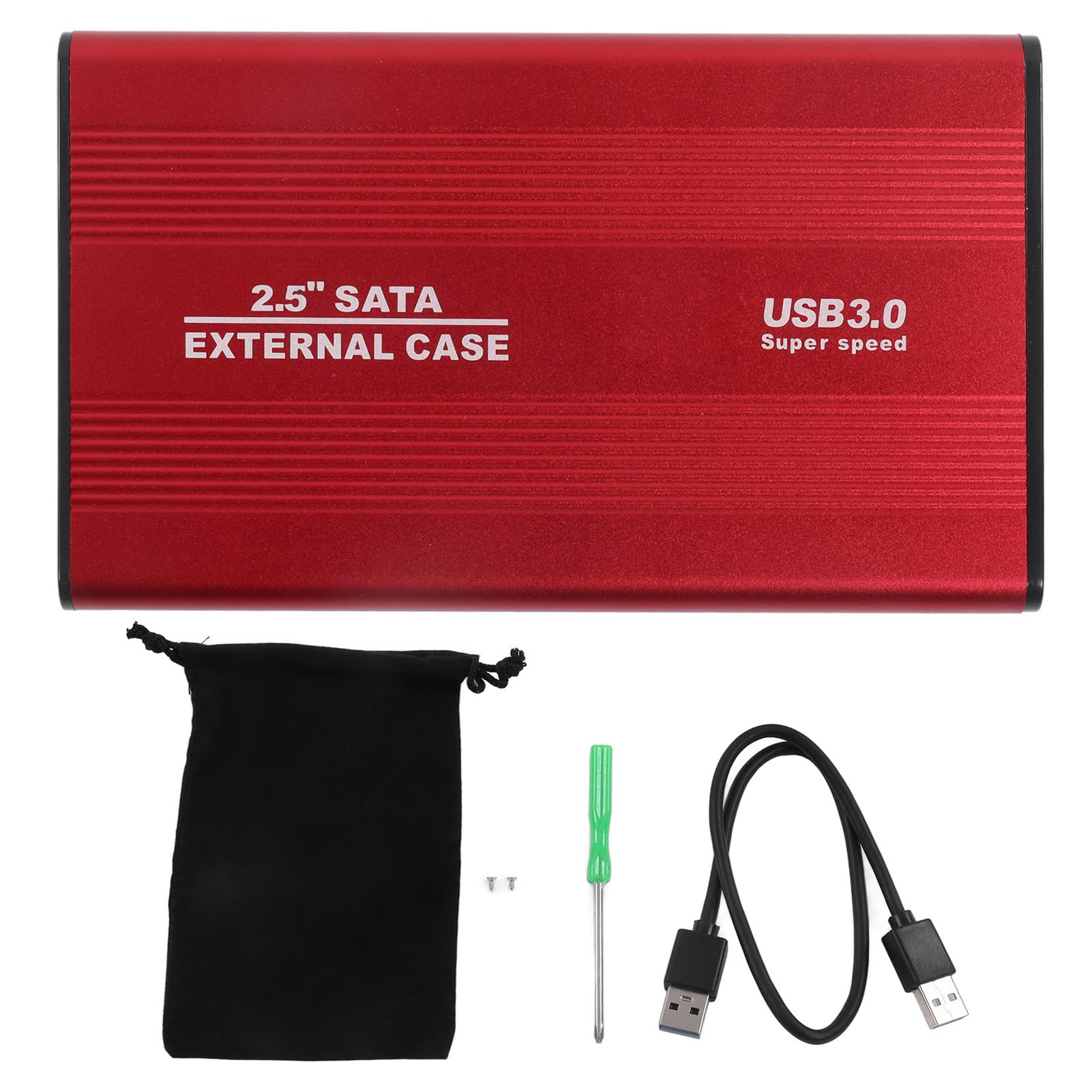 Acogedor USB 3.0 External Hard Drive Enclosure, Up to 5Gbps Transmission Rate 2.5inch External HDD Aluminum Shell Hard Drive Case Support 4TB(Red)