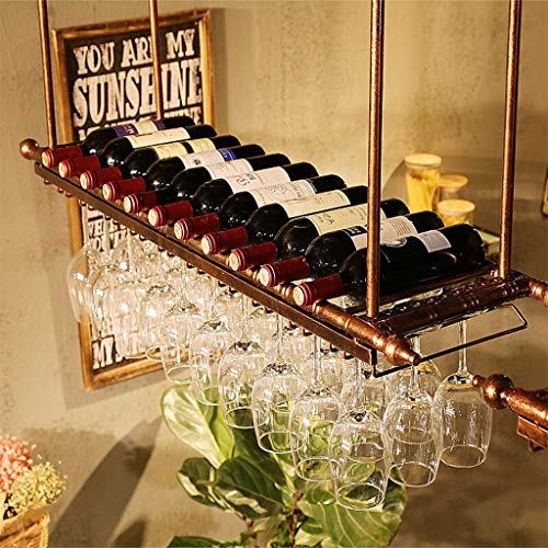 Assembly Wine Rack Wine Rack Creative Simplicity Wall Hanging Wine Cabinet Creative Simplicity Wall Shelf Wrought Iron Wood Bar Restaurant Wine Lattice Home Wine Rack J1030, PIBM, Bronze, 100 * 30c
