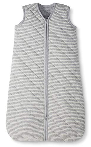 Moon and Back by Hanna Andersson Unisex Babies' Wearable Blanket Sleepwear, Grey White Stripe, 6-18 Months