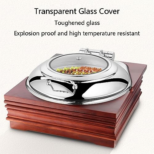 ASSYA Electric Buffet Server Chafing Dish Buffet Set Dishes Buffet Servers Round Food Warmer Food Grade Stainless Steel Material Safe to Use,Stainless Steel,B