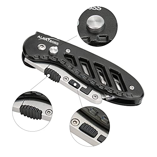 ALBATROSS UPK001 Utility Knife,Quickly Change Blades, Black Folding Pocket Knife Used for Cartons, Cardboard and Boxes