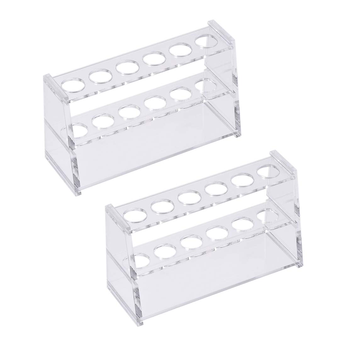 uxcell Acrylic Test Tube Holder Rack 6 Wells for 10ml Centrifuge Tubes Clear 2Pcs