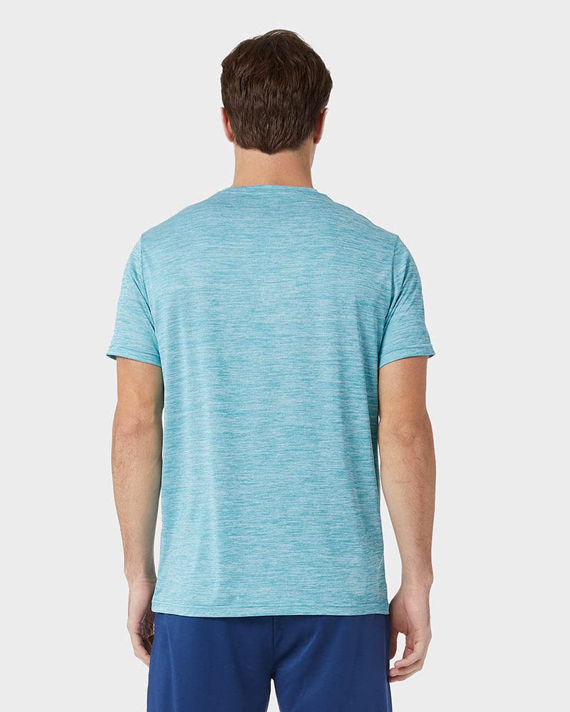 32 DEGREEES Men’s Ultra-Sonic Active T-Shirt | Slim Fit | Breathable | Moisture Wicking | Anti-Odor | Reflective, Submarine Space Dye, Large