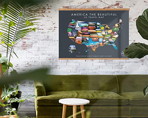 America The Beautiful USA Scratch Off Map + Magnetic Frame Kit- Interactive Travel Scratch Off Poster Reveals Beautiful Nature Photography - Beautiful Travel Map is a Great Gift for Travelers