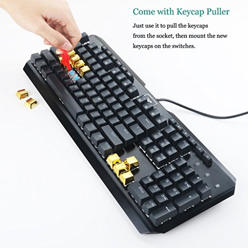 E-Element Keycaps Doubleshot 12Key caps with White infill Translucidus Keycap Puller Backlit Key caps for Mechanical Gaming Keyboards Gold Color