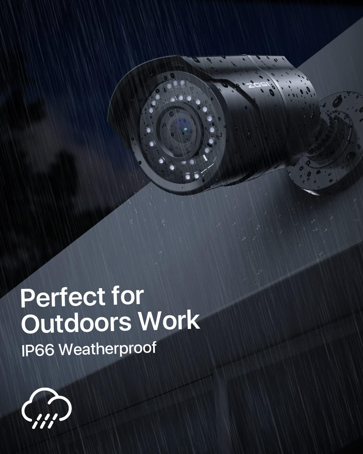 ZOSI H.265+2MP Security POE Camera, 1920x1080, 120ft Night Vision, 3.6mm Lens, IP67 Weatherproof Indoor Outdoor IP Camera 1080p (Only work with ZOSI PoE NVR,Model: 1AR-08EM-00/10/20-US)