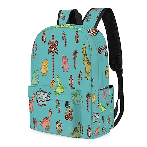 Bardic Backpack for Kids Kindergarten Boys Girls Backpack Metal Double Zipper Lightweight School Bookbag Travel Backpack - Dinosaurs,dino Cactus Cyan