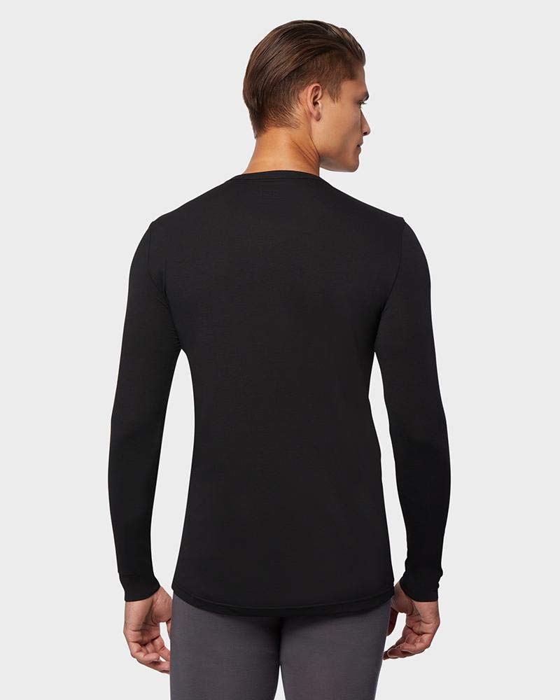 32 Degrees Heat Mens Performance Thermal Baselayer Crewneck Long Sleeve Top, Black, X-Large