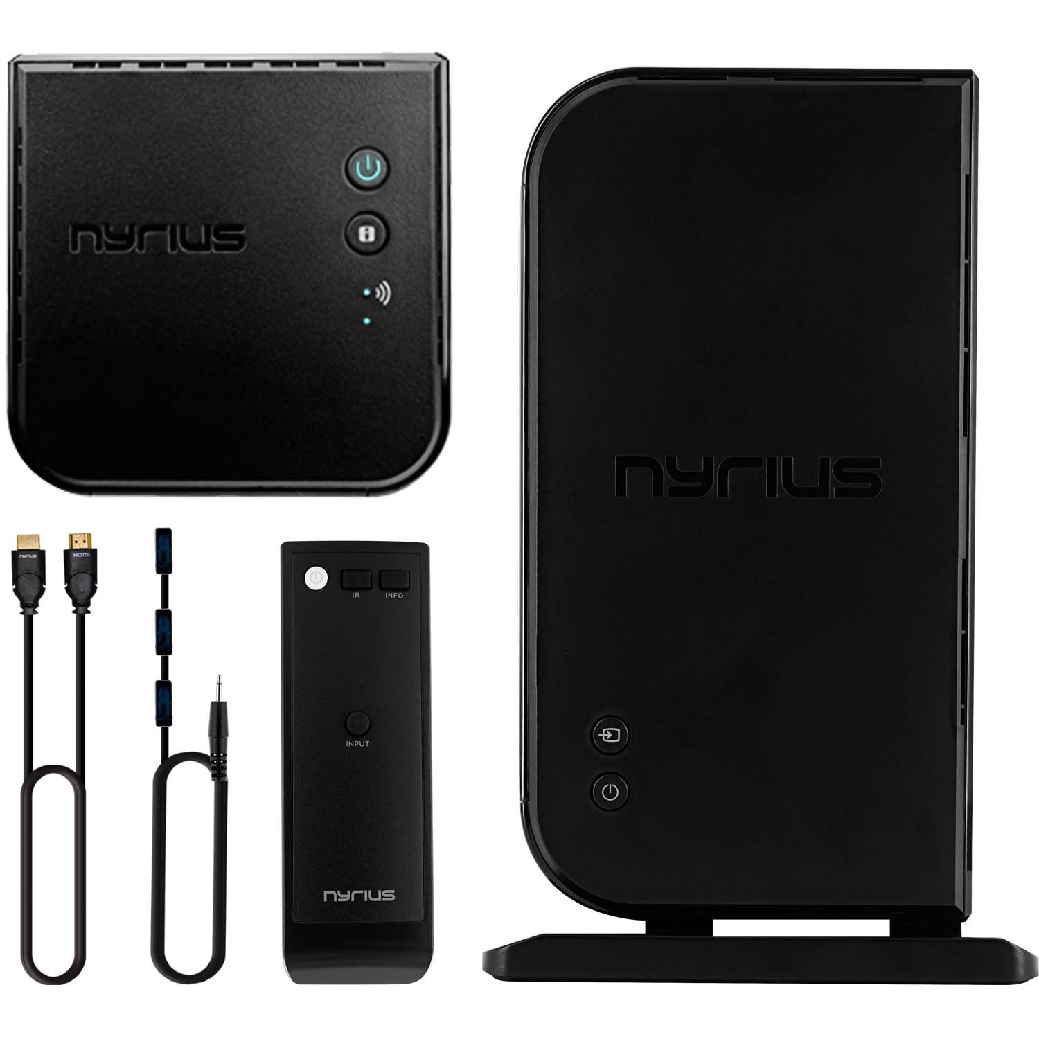 Nyrius Aries Home+ Wireless HDMI 2X Input Transmitter & Receiver for Streaming HD 1080p 3D Video and Digital Audio (NAVS502) - Bonus Apple Mini Display Port to HDMI Adapter Included