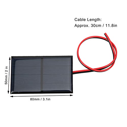 Agatige 5PCS Mini Solar Cells, DC 2V 300mA Mini Solar Panels Solar Battery Charger Mini Polysilicon Solar Cells DIY Electric Toy Materials Photovoltaic Cells with Wires for Solar Power, 80x50mm