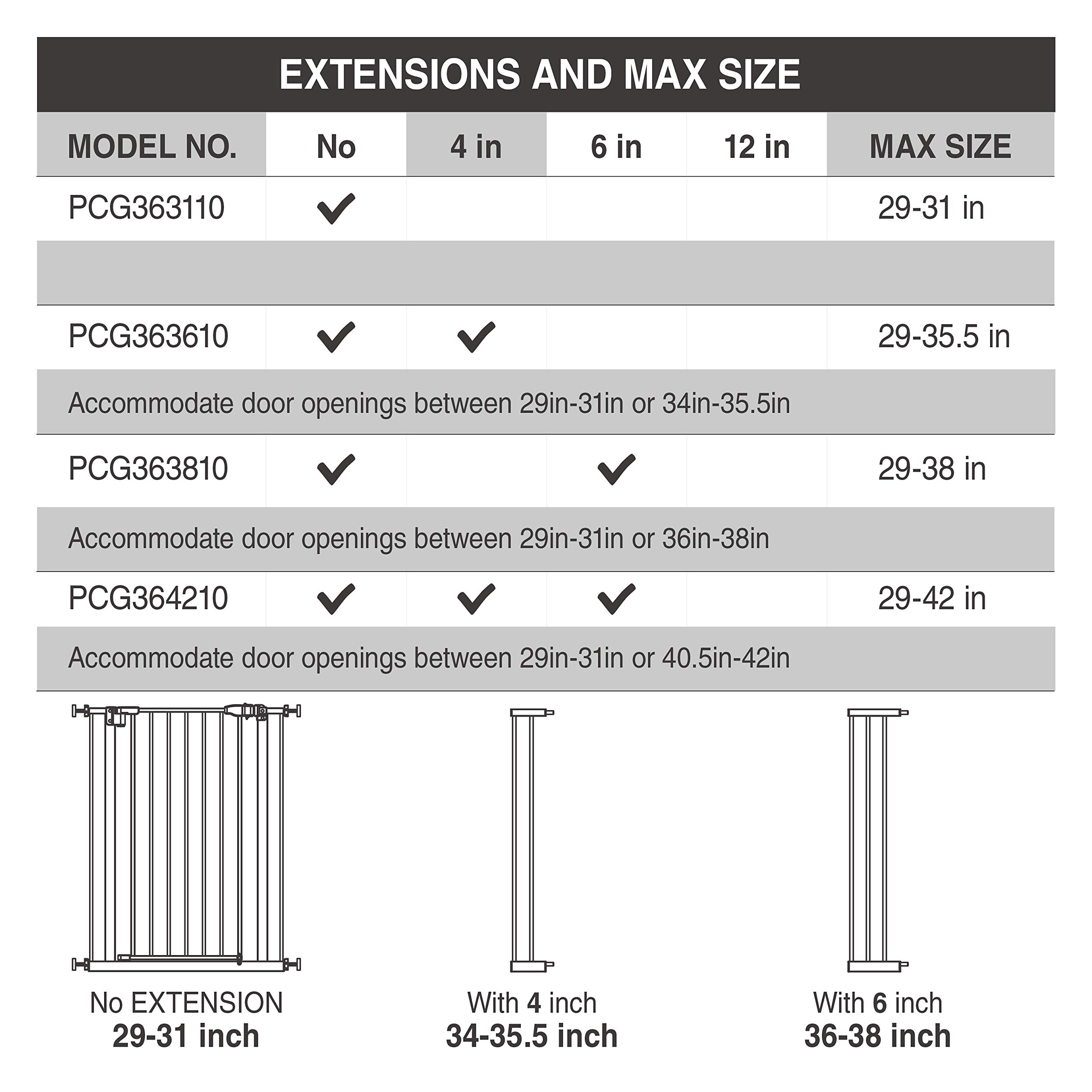 38" Auto Close Baby Gate, Extra Tall Walk Thru Gate Dog Pet Pressure Mount Gate for Stairs,Doorways, Banister,Dual Locking .Includes 6" Extension,36" High