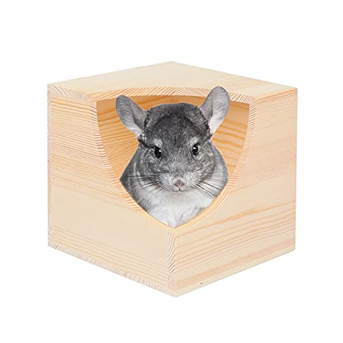 Pet Chinchilla Hut Hideout Natural Wooden Small Animal Hideout for Chinchilla Squirrel Sugar Gliders (A)ā¦