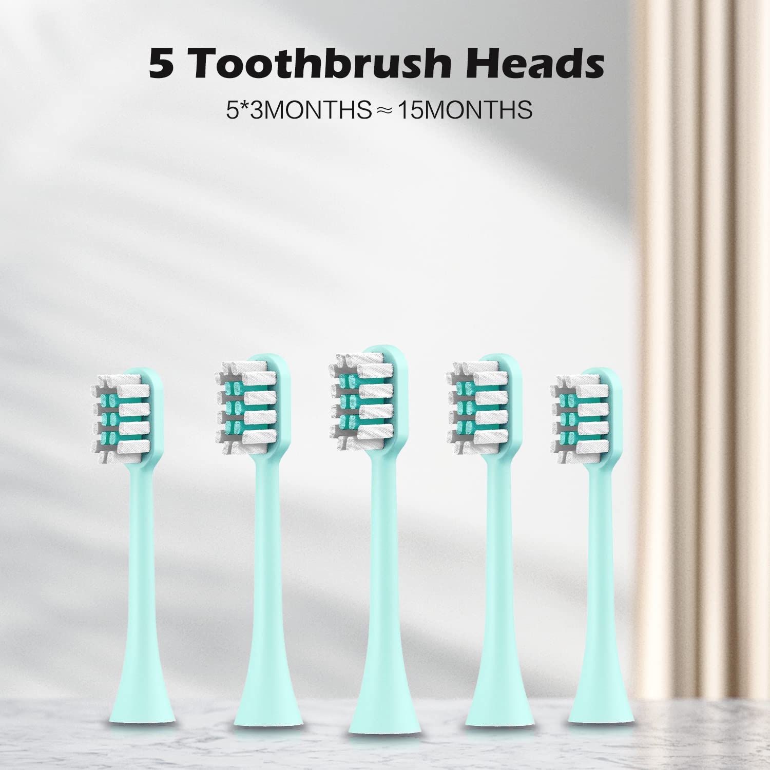 BeastRose Ultrasonic Electric Toothbrushes 5 Modes 5 Brush Heads USB Fast Charge Powered Toothbrush for Adults & Kids (Green)