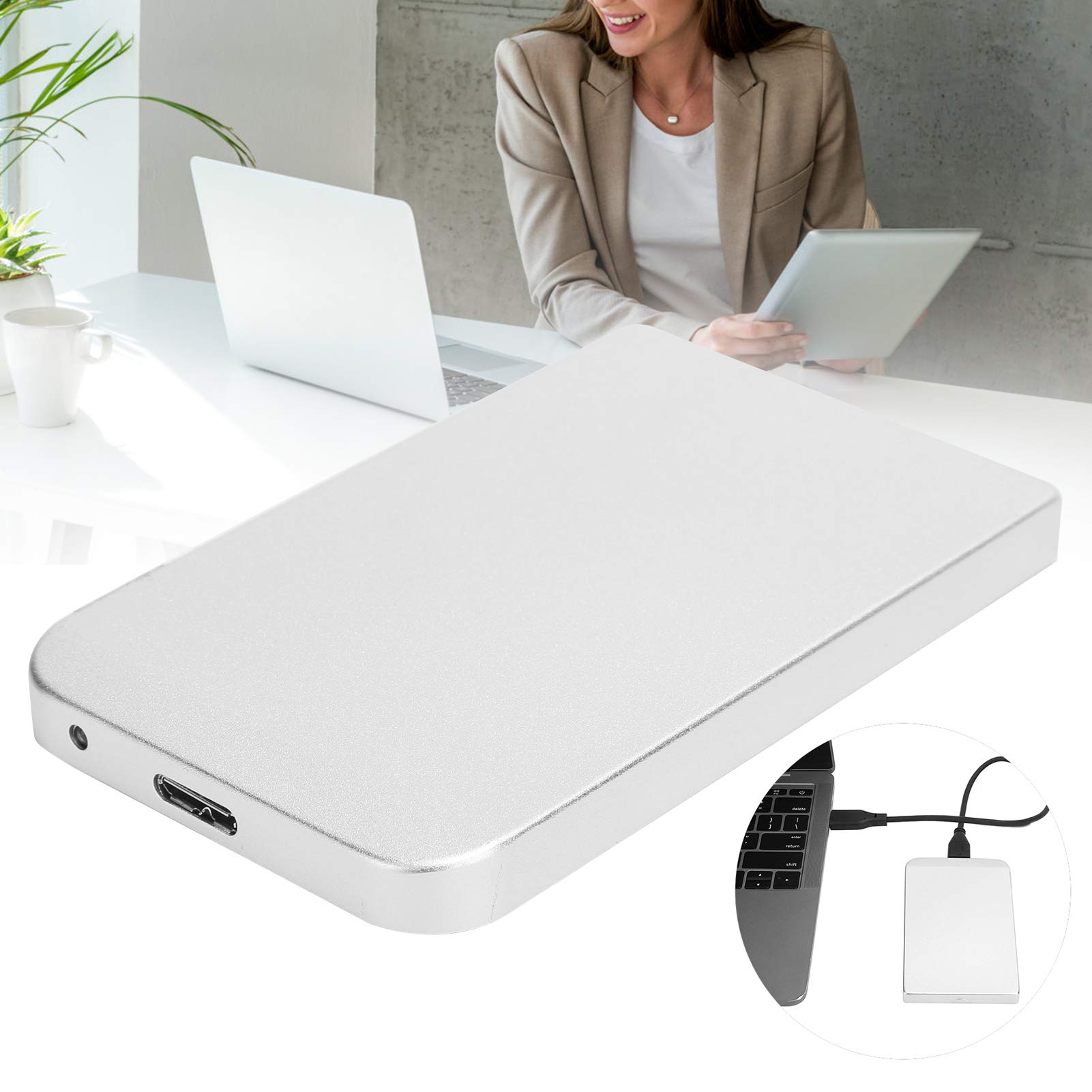 YD0004 USB to 3.0 2.5 Inch Portable Mobile Hard Drive, 80G 120G 250G 320G 500G 1TB 2TB Universal External Hard Drive for Computer Monitors and Laptop, Silver(80G)
