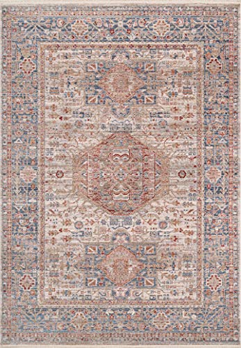 nuLOOM Ari Worn Medallion Area Rug, 6' 7" x 9', Beige
