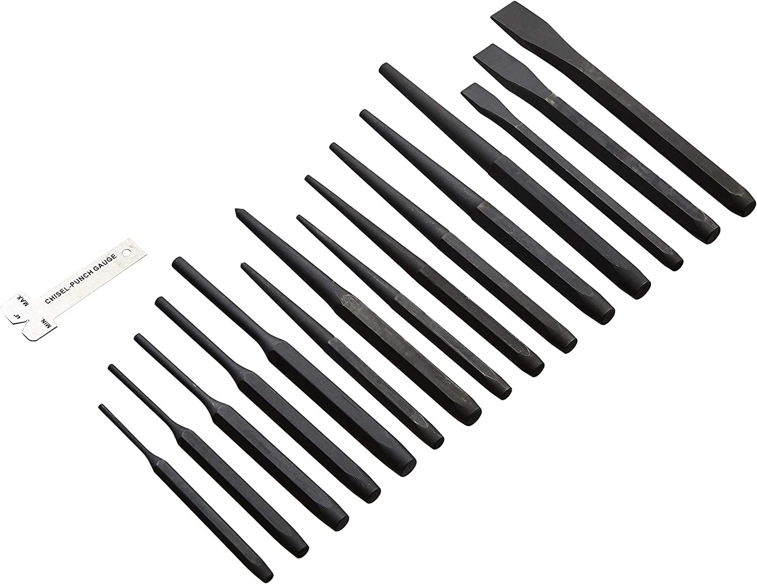 Amazon Basics 16-Piece Chrome Vanadium Steel Punch and Chisel Set with Storage Pouch