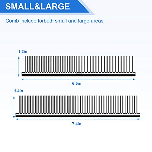 Pet steel comb grooming comb, double-sided stainless steel dog comb, available in 2 different sizes, Lilpep is used for cleaning and massage, grooming, removing tangles, suitable for pet cats and dogs
