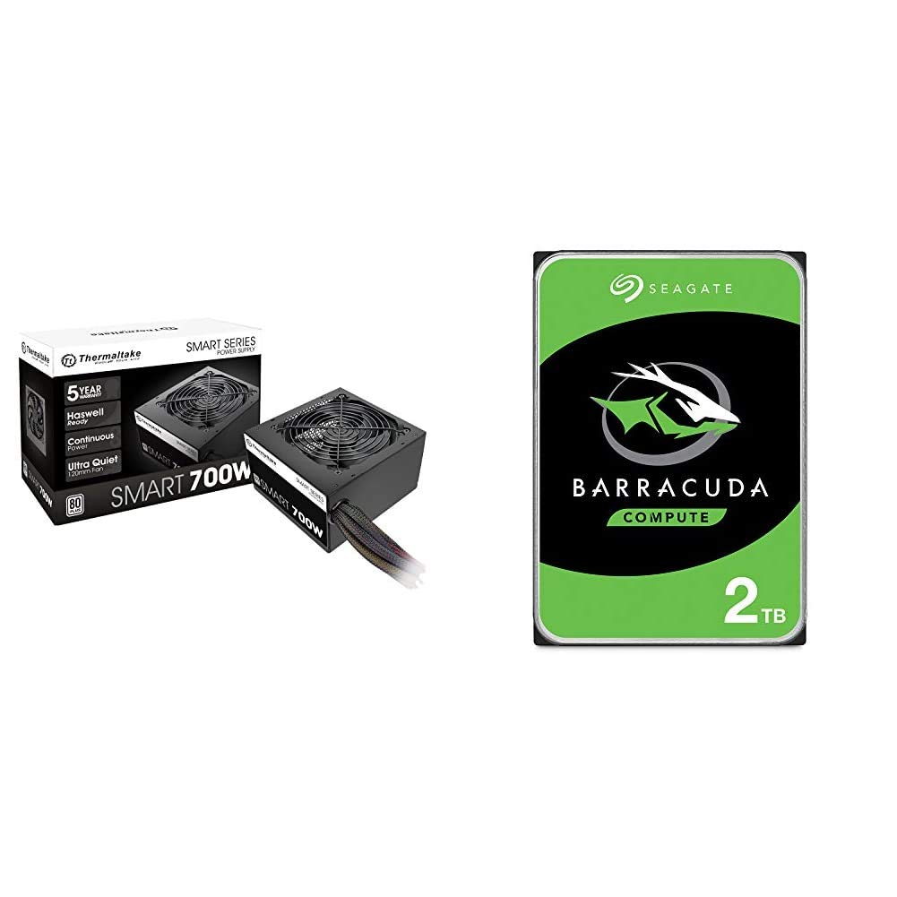 Thermaltake Smart 700W 80+ White Certified PSU Power Supply & Seagate Barracuda 2TB Internal Hard Drive HDD โ 3.5 Inch SATA 6Gb/s 7200 RPM 256MB Cache 3.5-Inch โ Frustration Free Packaging
