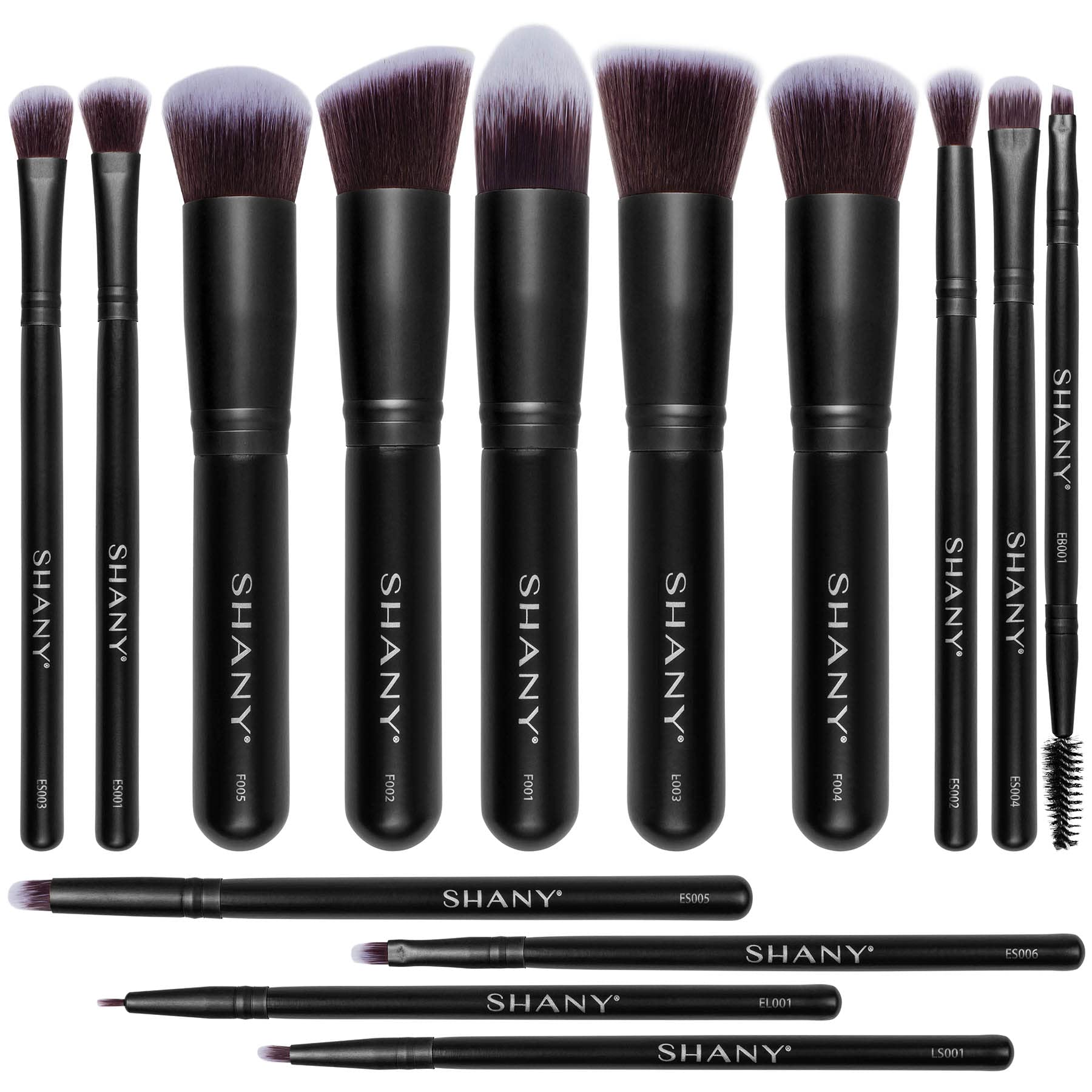 SHANY Makeup Brushes - Black Bombshell - 14-Piece Brush Set ā Foundation Powder Concealers Eye Shadows Makeup brushes - Complete Kabuki Makeup Brush Set in Black - 14 PCS