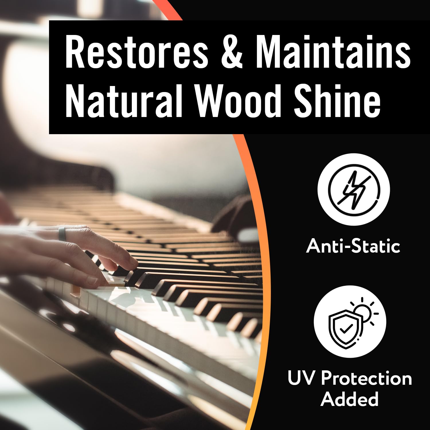 Samorillo Piano Shine Polish & Cleaner - Clean, Polish, Wax & Protect Glossy Pianos & Surfaces - Made in USA - 8 oz Cleaning Solution with Added UV Protectant & Anti-Static - Prevents Dust & Smudges