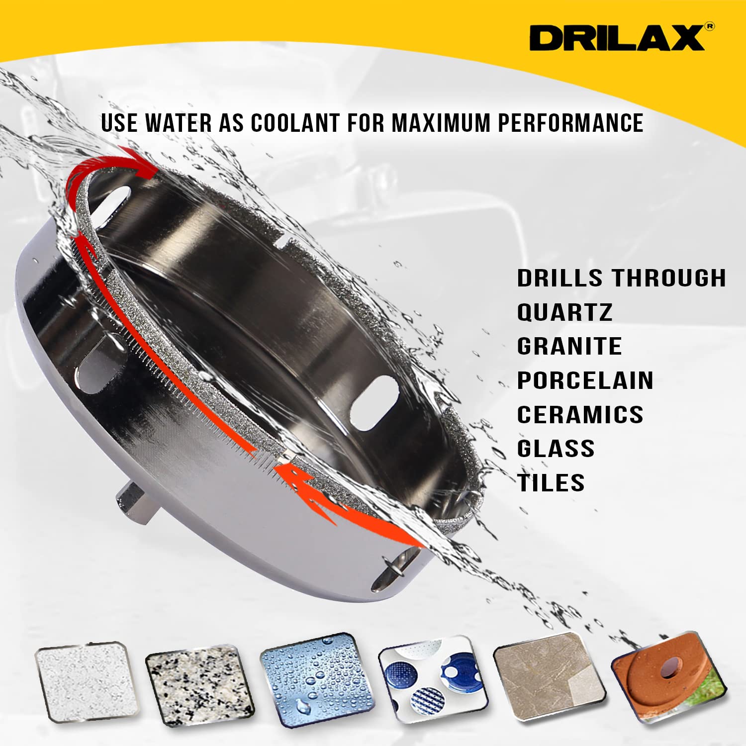 4 1/2 Inch Diamond Hole Saw Drill Bit Quartz Granite Porcelain Ceramic Glass Floor Wall Tiles 4.5 Inch Standard Shank Positioning Template Guide Included