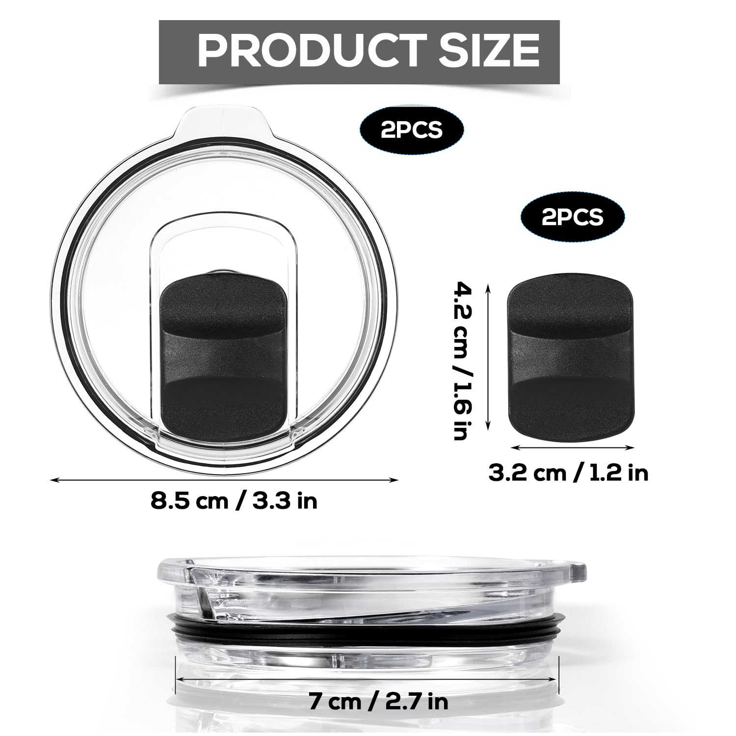 20oz Magnetic Tumbler Lid with 2pcs Magnetic Slider Replacement, Magnetic Tumbler Replacement Lid Compatible with Yeti Rambler Old Style Rtic Ozark Trail