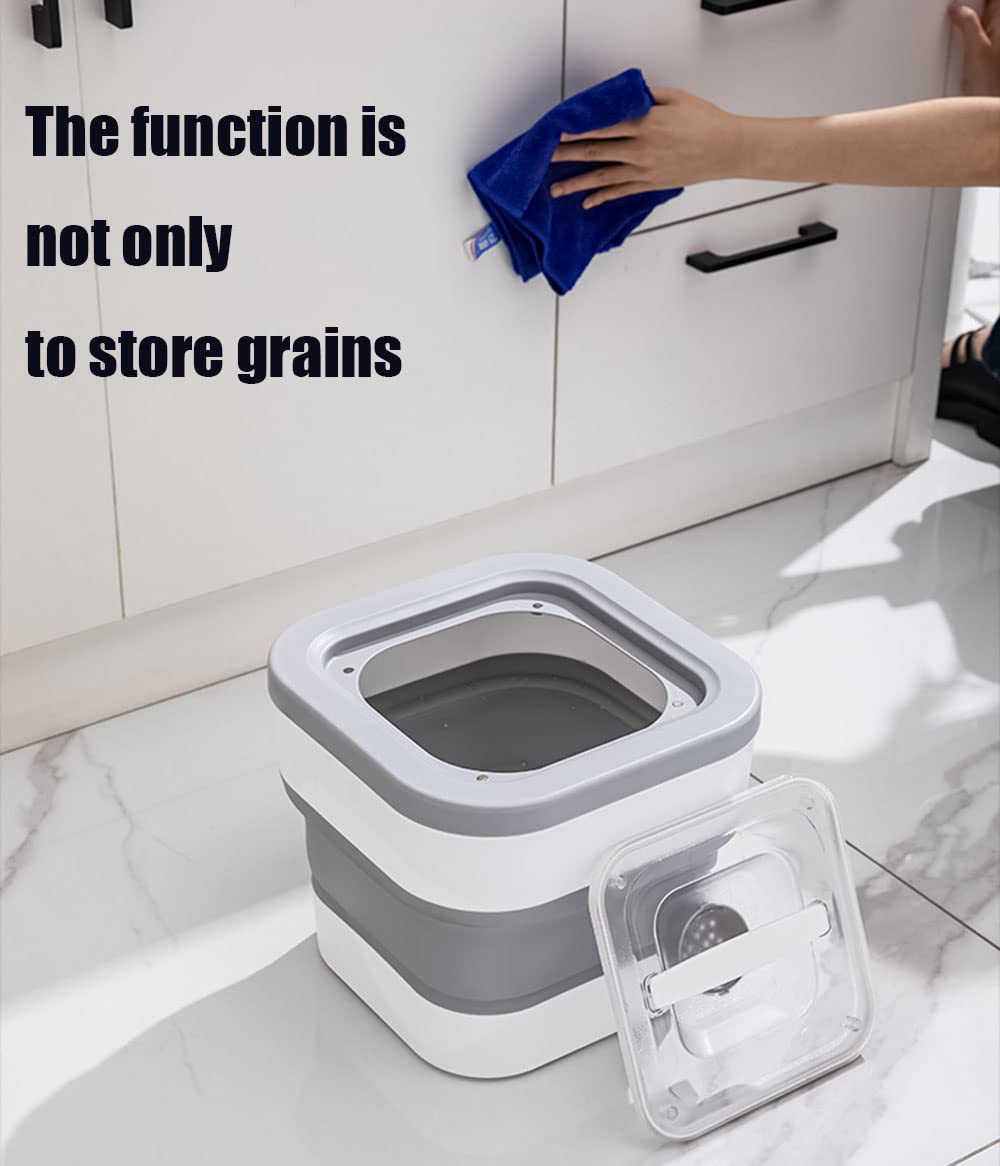 AGGFUCLS Dog Food Storage Container, Collapsible 11 to 25 LB Pet Food Container, Food Containers for Dog， Cat Flour Sugar Plastic Leakproof Sealable Large Cereal Containers Storage BPA FREE