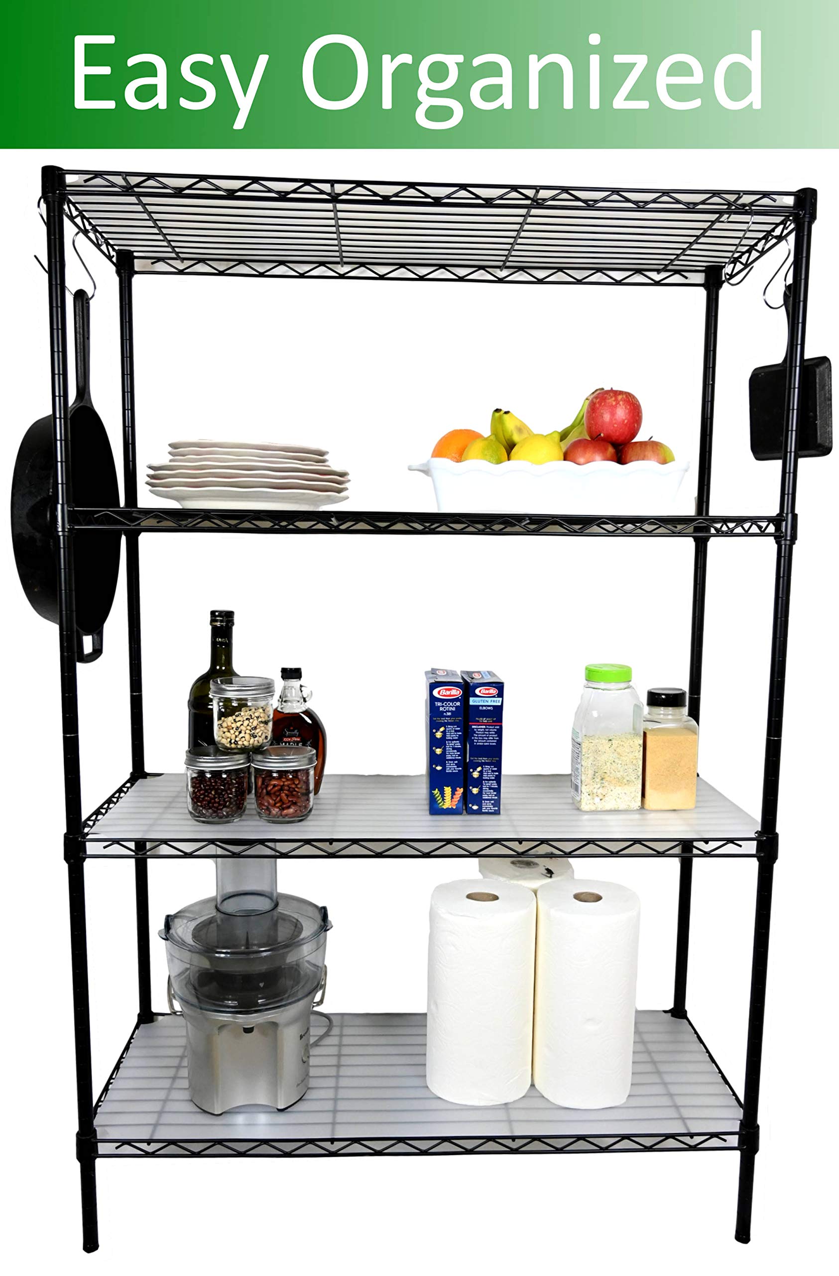ACHub Wire Shelf Liners 18 x 48, Set of 5 & Bonus S-Shaped Hooks, Waterproof, Heavy Duty, Translucent Plastic Liners for Wired Rack Shelving Grey